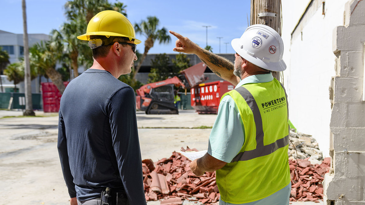 Utility Pole Assessment Underway Behind the 600 Block