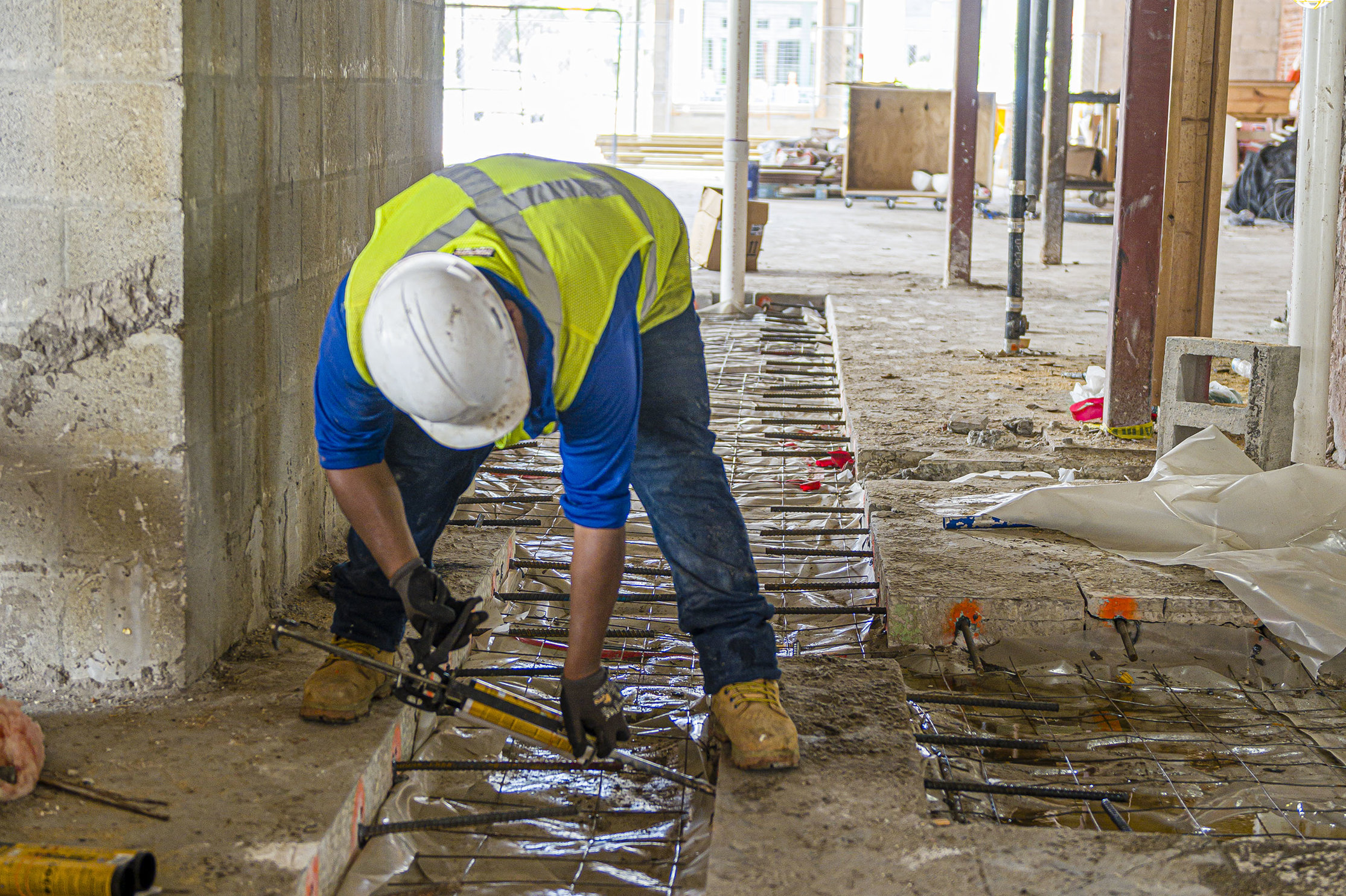 Fresh Concrete Trenches Are Leveled for the Peoples Bank Building ...